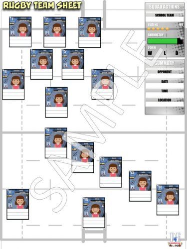 Rugby Team Sheets – PDF – PE4Learning