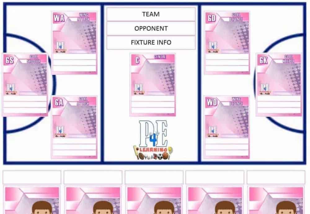 Netball Team Sheet – Editable Templates – PE4Learning