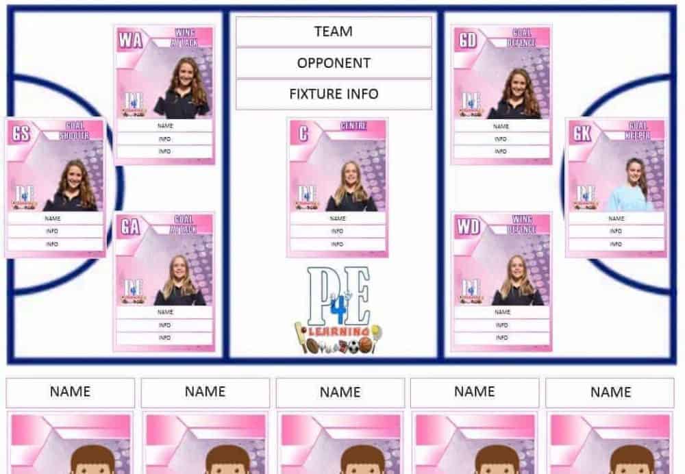 Netball Team Sheet – Editable Templates – PE4Learning