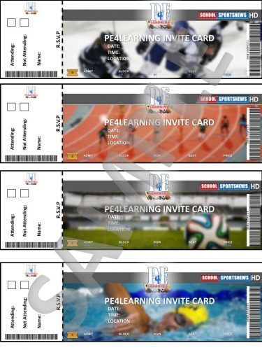 PE Invite Cards – PE Teams, Clubs, Groups, Events or Trips – PE4Learning