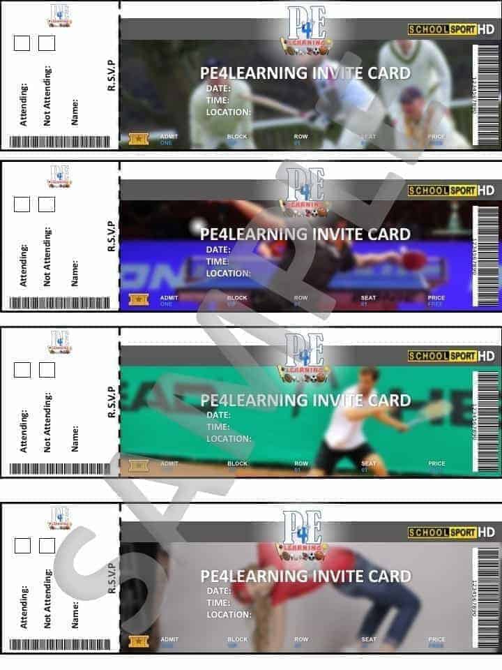 PE Invite Cards – PE Teams, Clubs, Groups, Events or Trips – PE4Learning