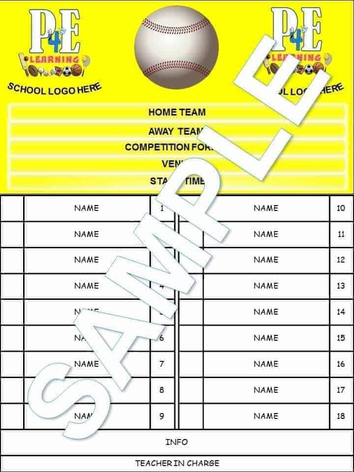 All Sports Team Sheet – Multi Sports – PE4Learning.com