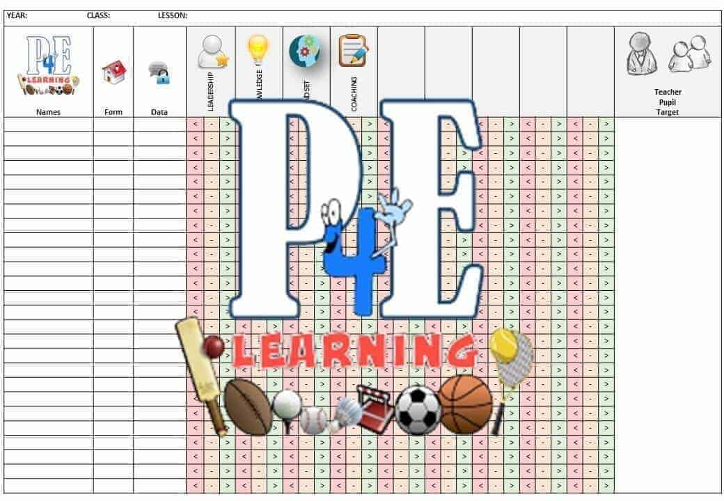 PE Assessment Register Templates – PE4Learning