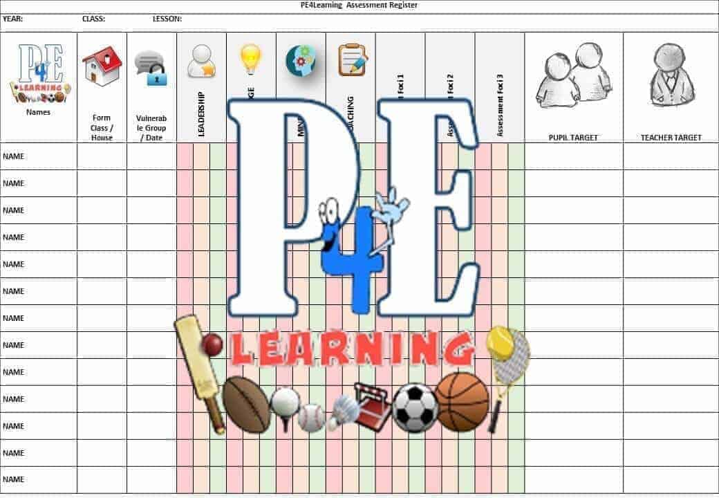 PE Assessment Register Templates – PE4Learning
