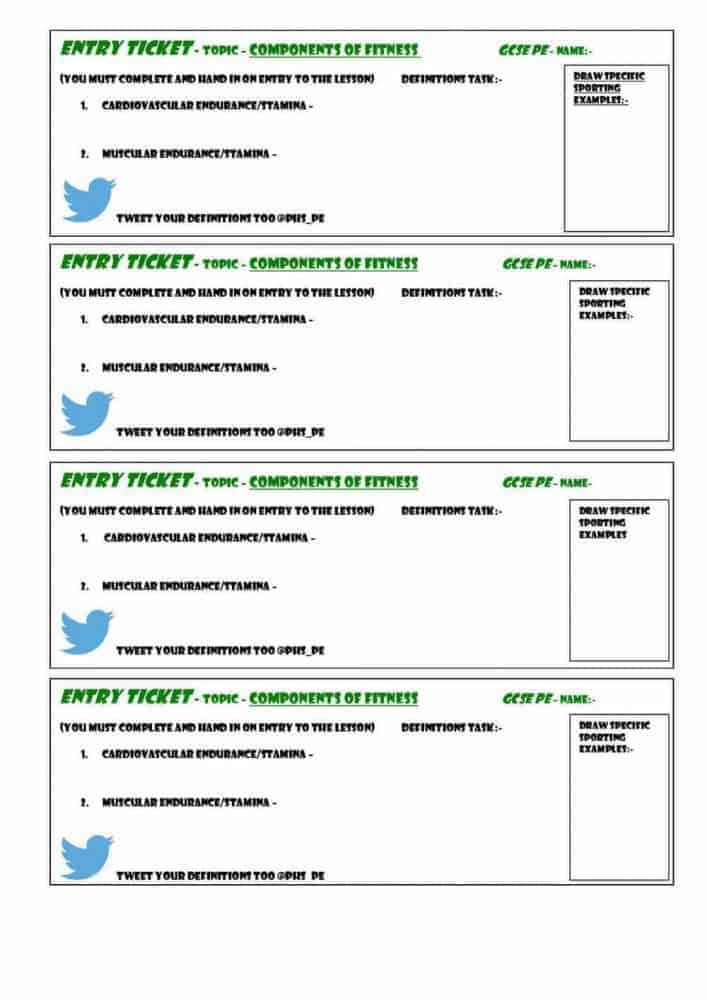 Exit and Entry Tickets in Physical Education @PE4Learning – PE4Learning