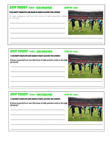 Exit and Entry Tickets in Physical Education @PE4Learning – PE4Learning
