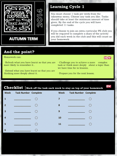 Takeaway Homework in Physical Education – PE4Learning