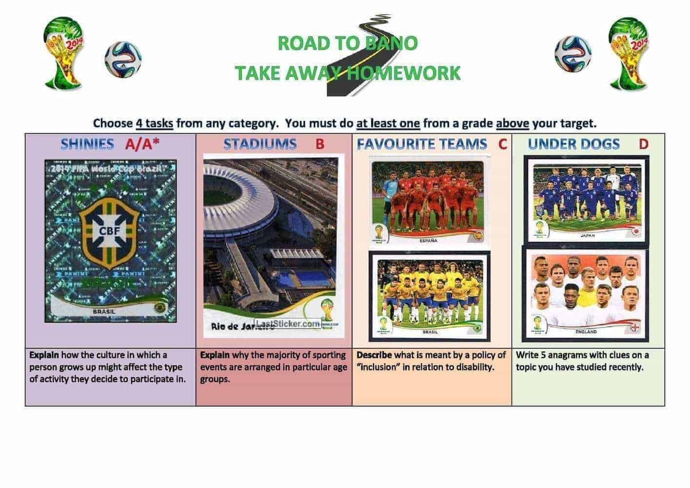 Takeaway Homework in Physical Education – PE4Learning