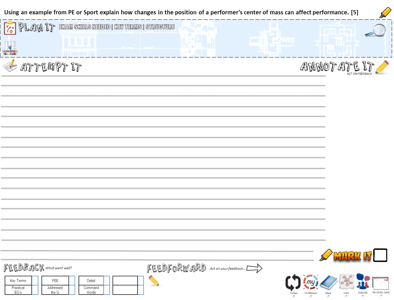 PE Exam Question Mat – Marking, A4L & Feedback Tool – PE4Learning