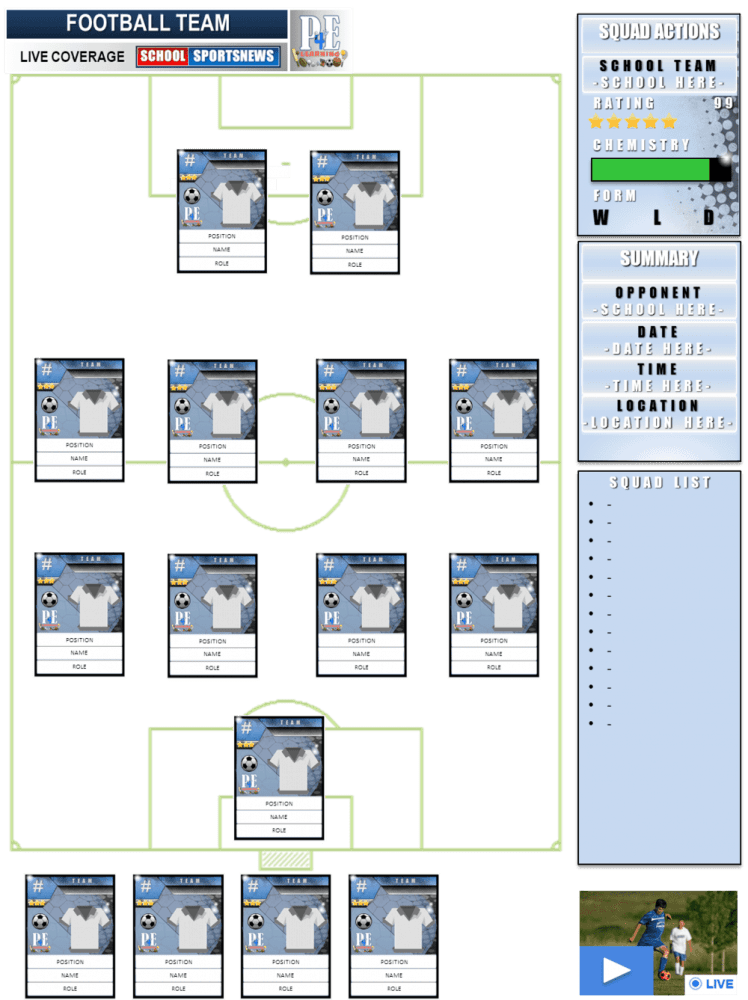Super Football Team Sheets 2.0 – PE4Learning