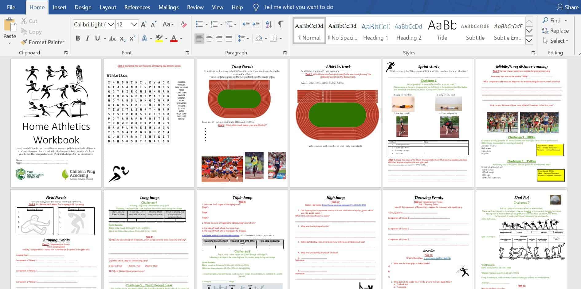 Home Athletics Pack by @ChrisTofte3 – PE4Learning