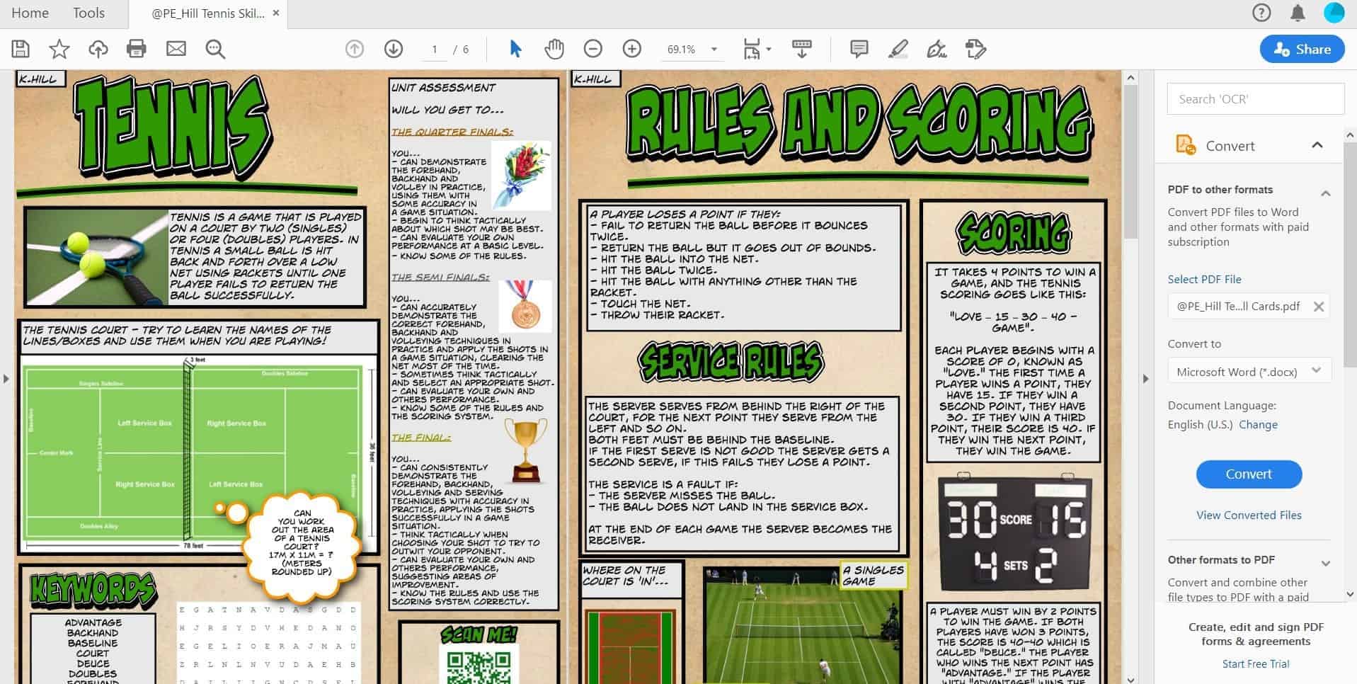 @PE_Hill Tennis Skill Cards – PE4Learning