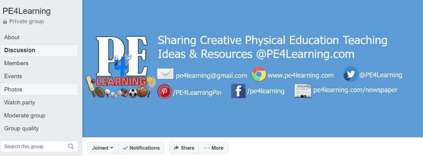 Facebook Group | @PE4Learning – PE4Learning