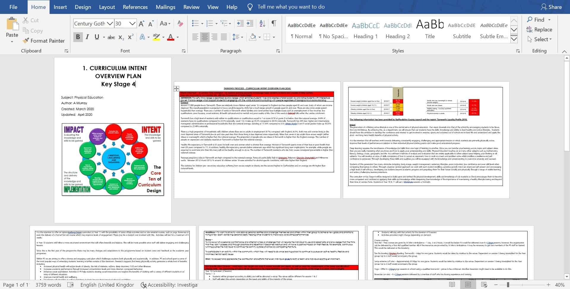Curriculum Intent Overview KS3 KS4 Core and KS4 Cambridge National from ...