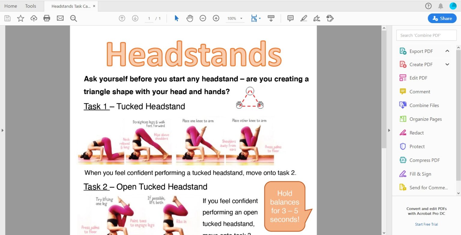 Headstand and Handstand Task Cards from Lucy Roach – PE4Learning