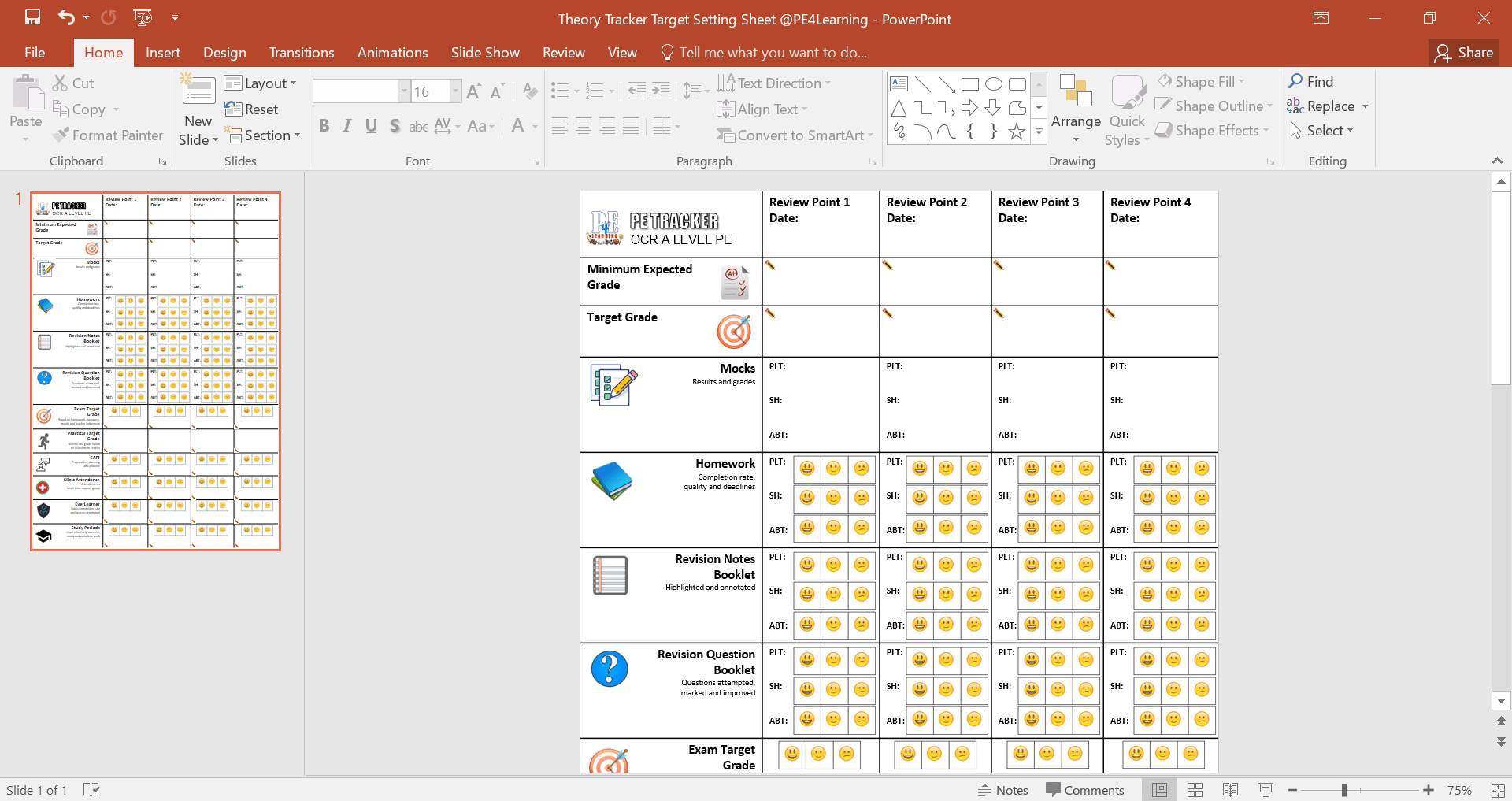 Course Tracker Review Point Progress Chart – PE4Learning